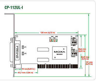 엑사통신-광모듈,안테나,무선랜,시리얼통신,케이블,SFP,GBIC,POF,AOC - MOXA CP-112UL 2포트 RS-232/422/485 Universal PCI 시리얼 카드